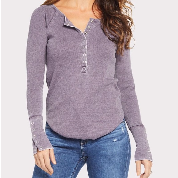 Chaser | Tops | Chaser Vintage Rib Henley With Snaps Nwt | Poshmark